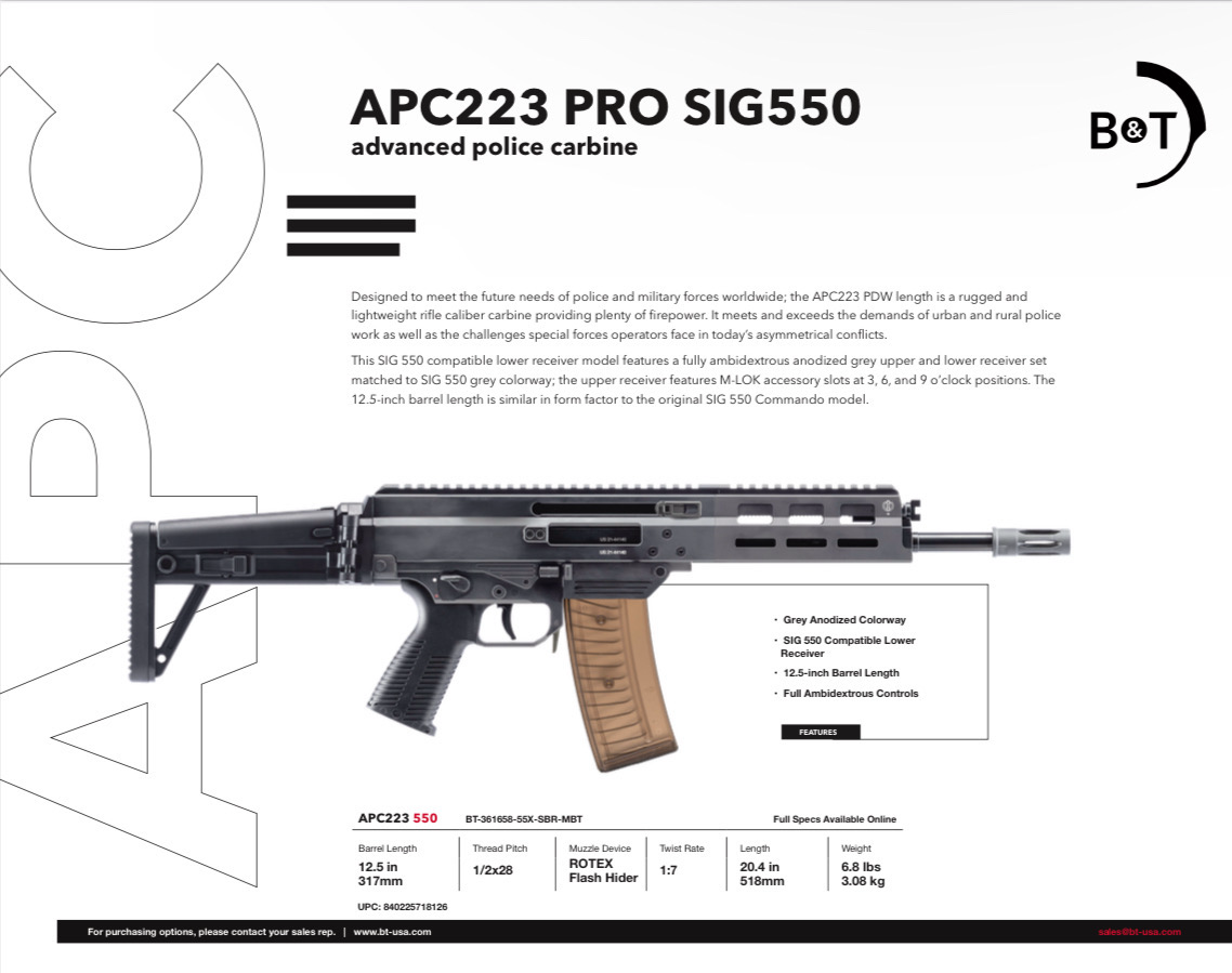APC223 Sig 550 Lower SBR 308mm barrel with MBT stock Part#: BT-361658 ...